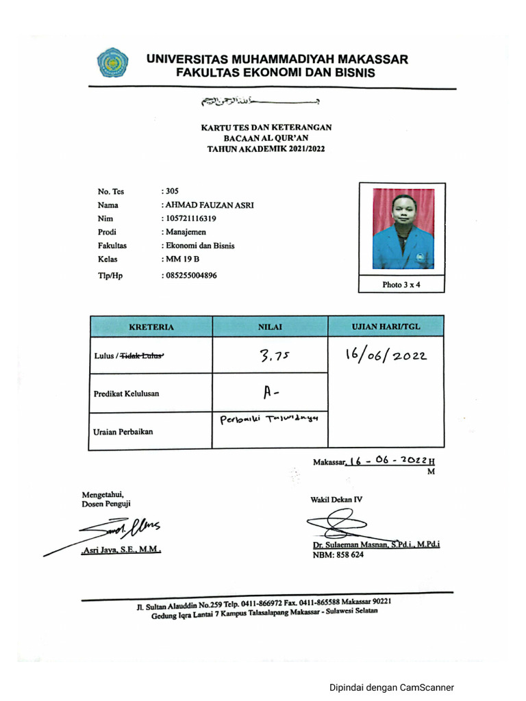 Ahmad Fauzan Asri (Berkas KKP) | PDF