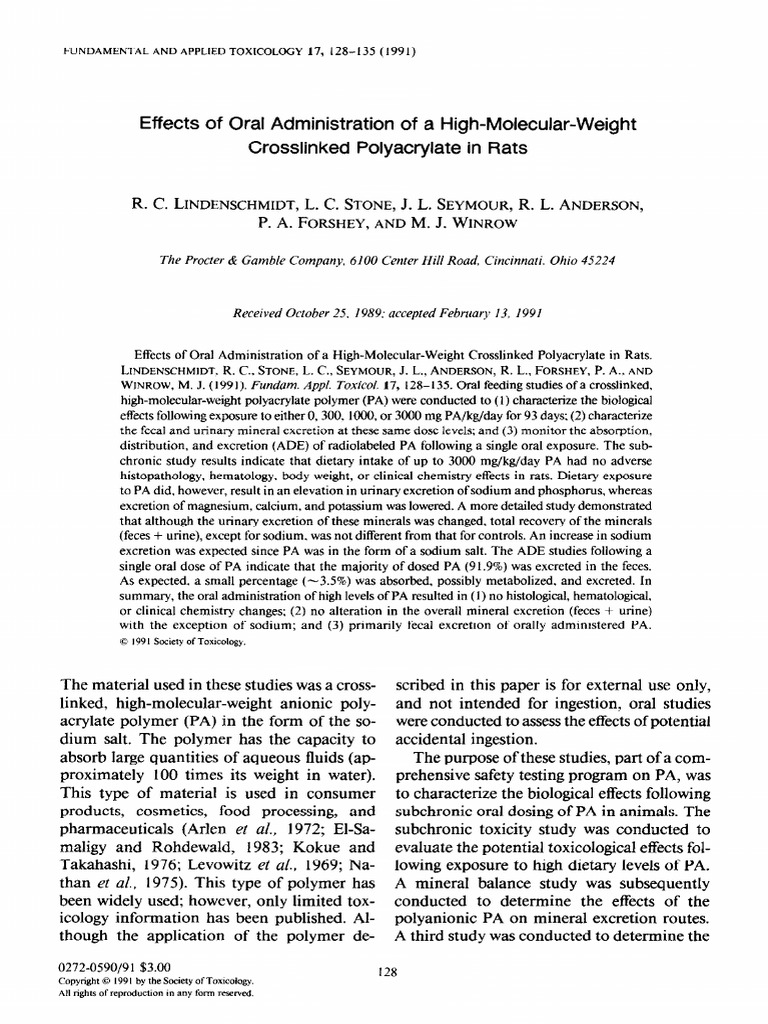 Lindenschmidt 1991 | PDF | Sodium | Magnesium