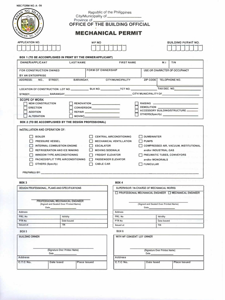 Mechanical Permit (Front and Back - 2 PCS) | PDF | Elevator ...