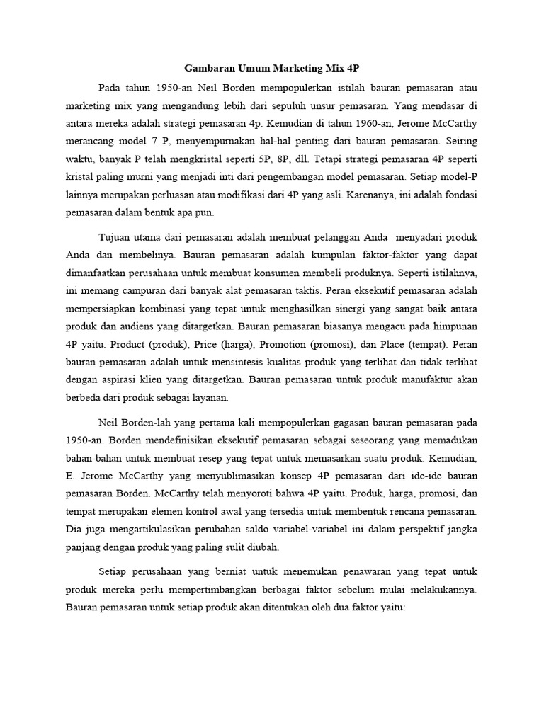 (VERO) Gambaran Umum Marketing Mix 4P | PDF