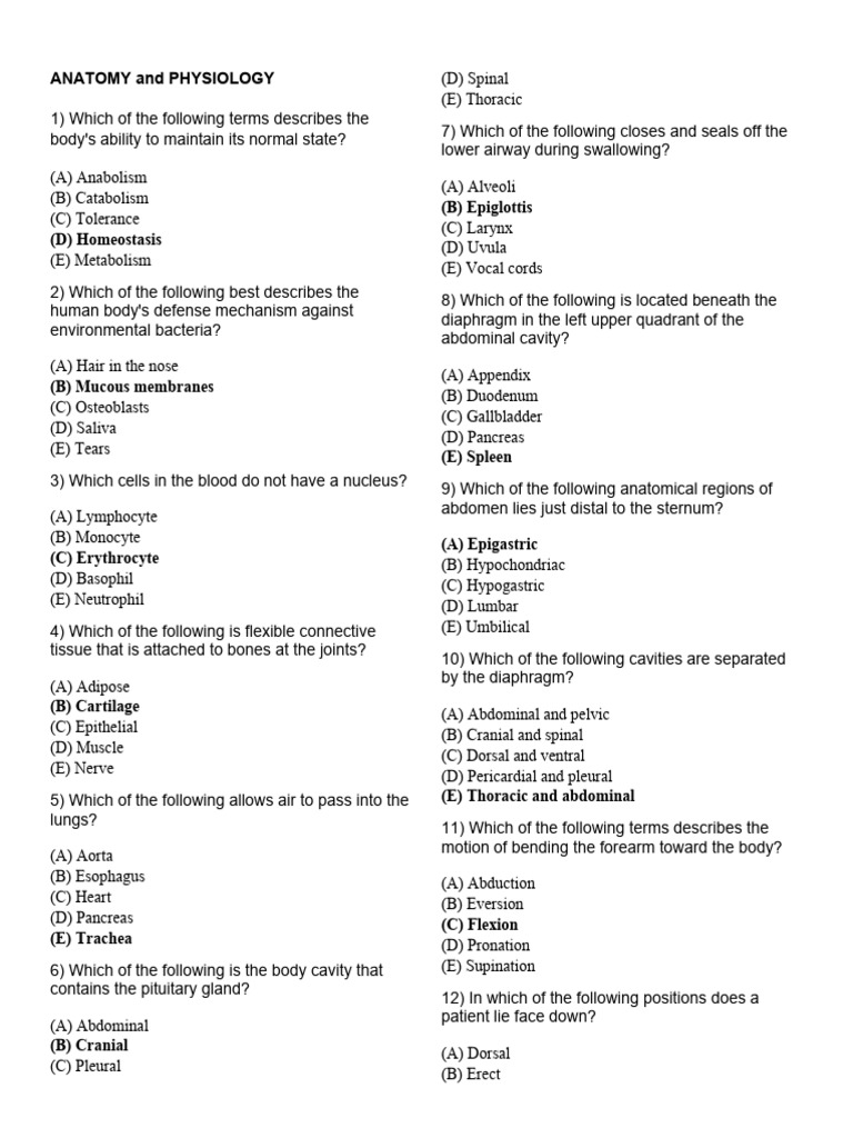 Anatomy And Physiology Cbe Reviewer PDF Anatomical Terms Of Motion