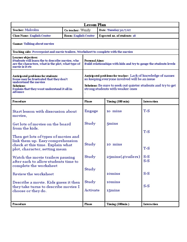 Lesson - Plan Movies | PDF