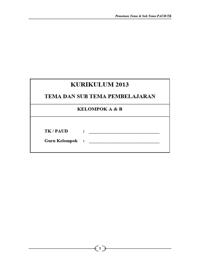 Pemetaan Tema Dan Sub Tema Pdf