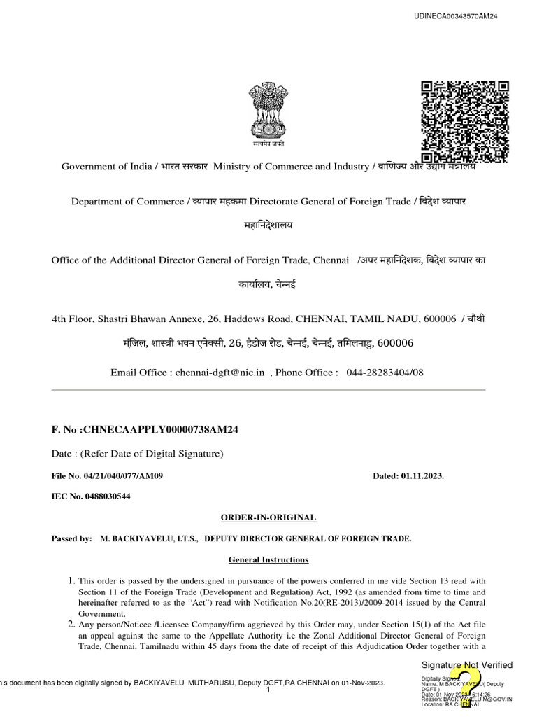 Adjudication Order Aa | PDF | Customs | Private Law