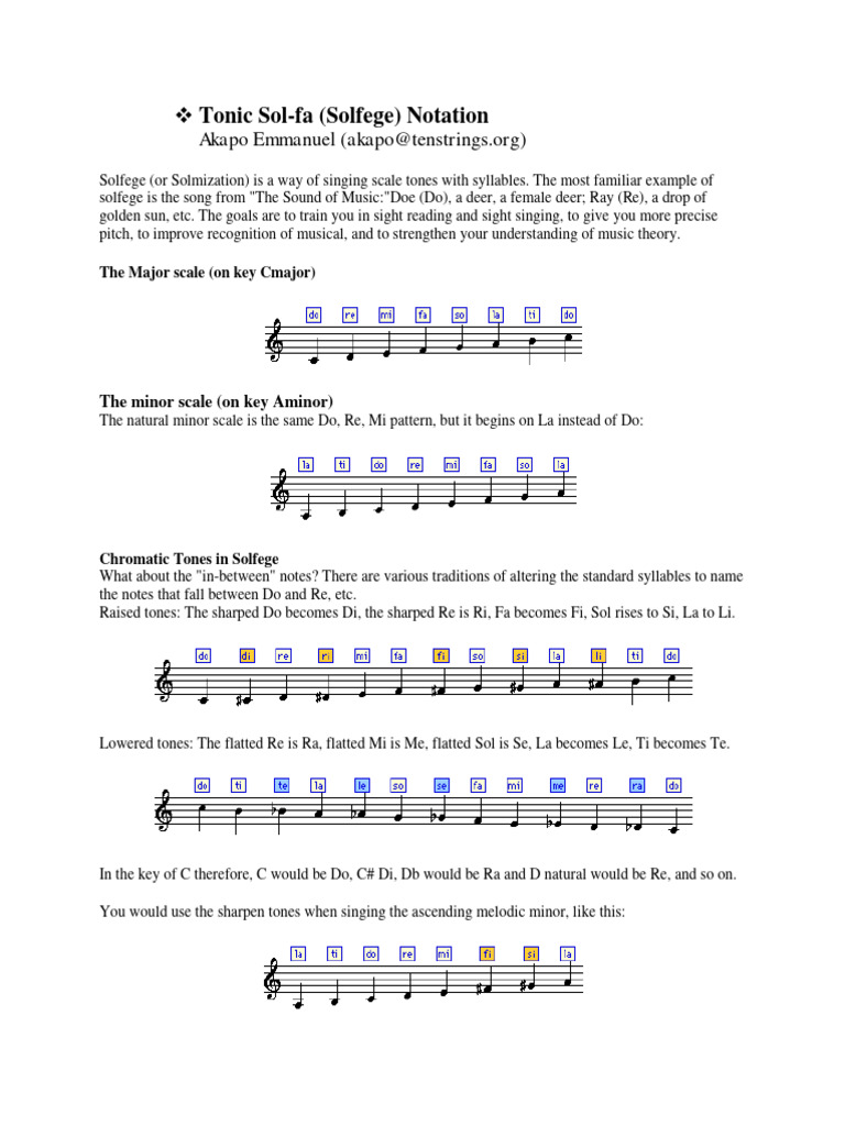 Tonic Sol Fa Solfege Notation | PDF | Musicology | Musical Compositions