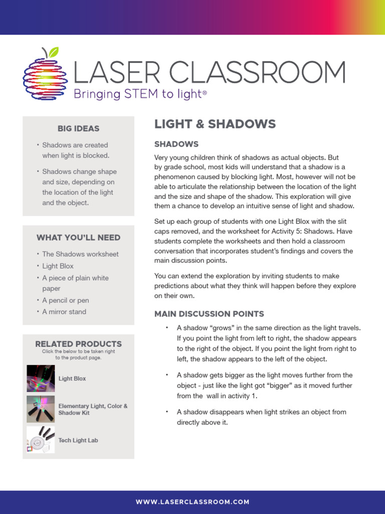 Lesson Elementary Light Shadow | PDF | Shadow | Light