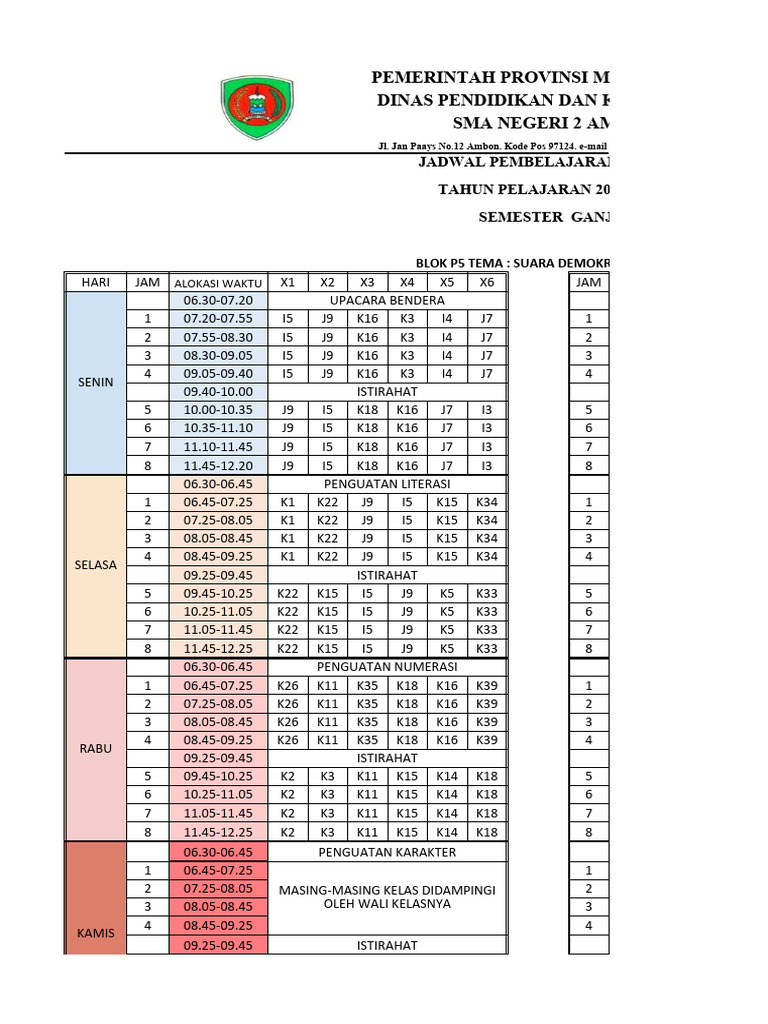Jadwal Blok p5 Kelas x Pemilihan Osis | PDF