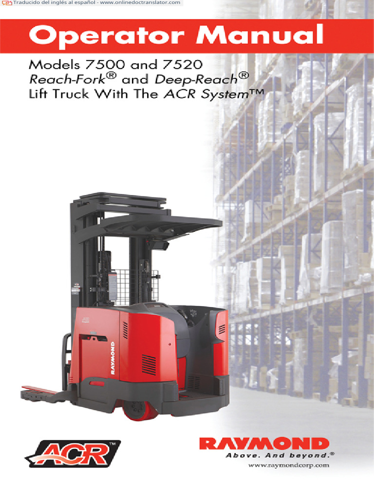 Raymond Reach-Fork Trucks 7500 7520 Schematics Diagram & Maintenance ...