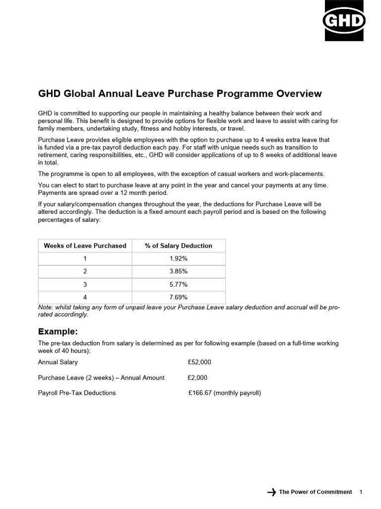 GHD Global Annual Leave Purchase Programme Overview | PDF