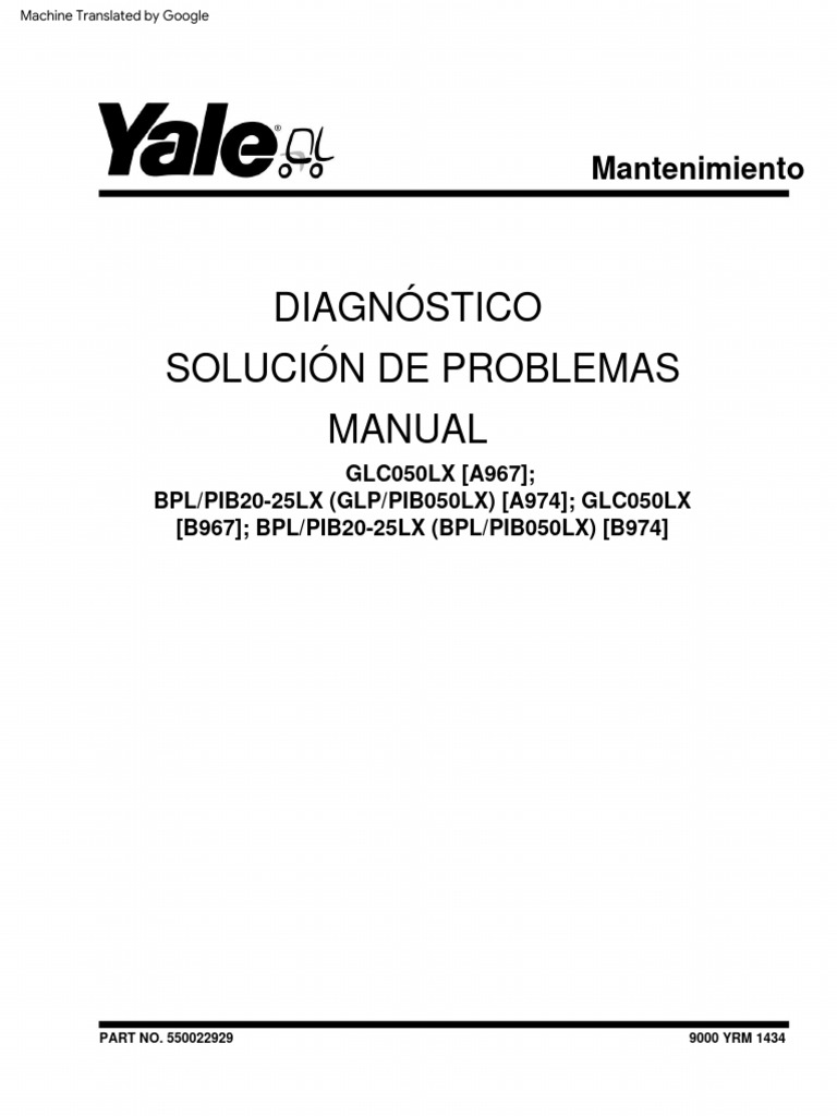 Manual de Servicio Yale GLP, GLC-001-140 | PDF | Máquina elevadora ...