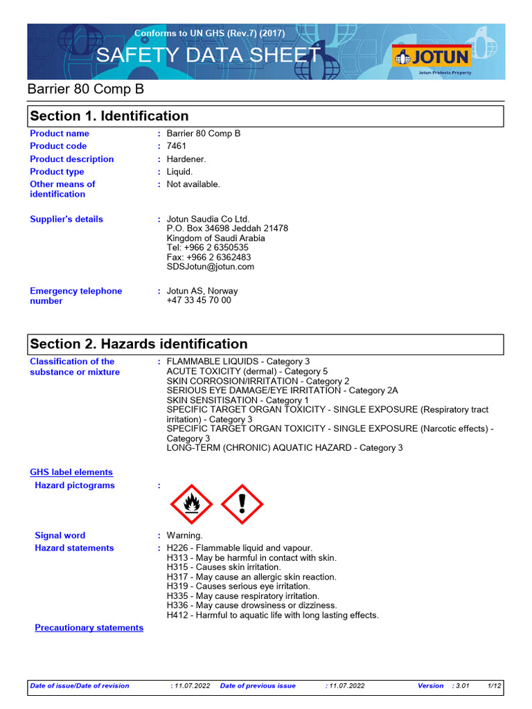 Barrier 80 Comp B | PDF | Medical Specialties | Occupational Safety And ...