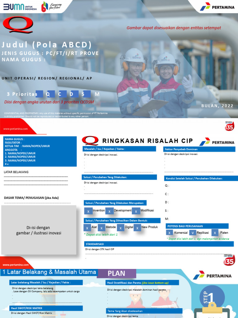 Template QCDSM untuk CIP Pertamina | PDF