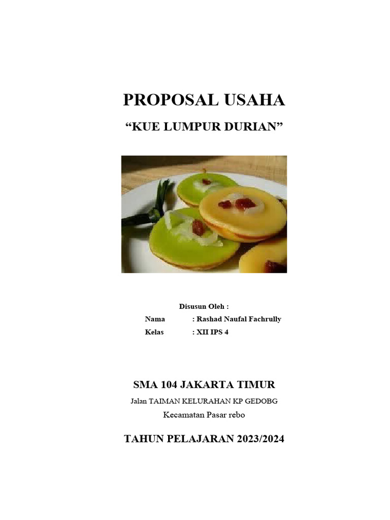 Proposal Usaha Kue Lumpur Durian | PDF