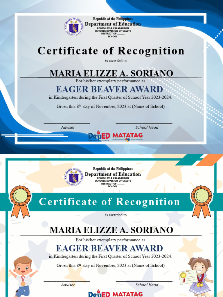 Certificate Kinder | PDF | Philippines