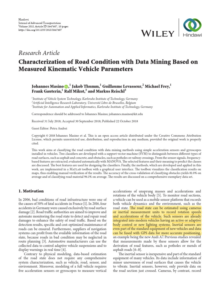 Characterization of Road Condition With Data Mining | PDF | Inertial Navigation System | Road