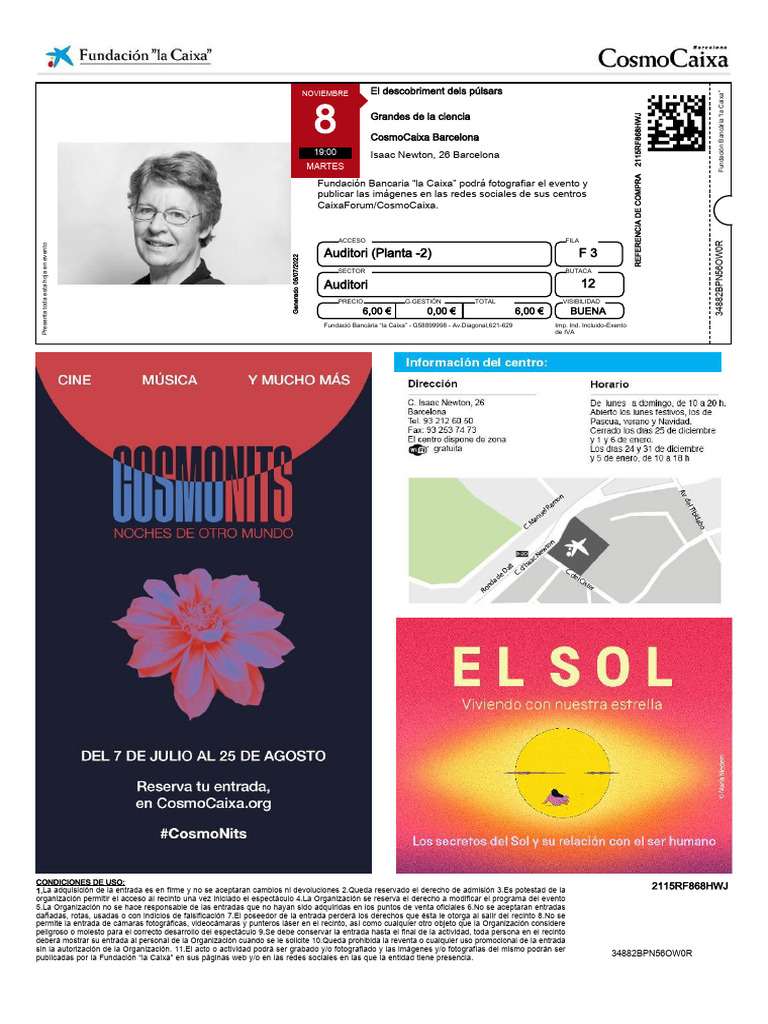 Ticket Cosmocaixa Pulsar | PDF