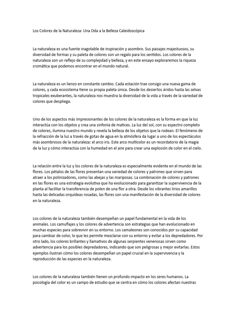 Los Colores en La Naturaleza | PDF | Naturaleza | Color