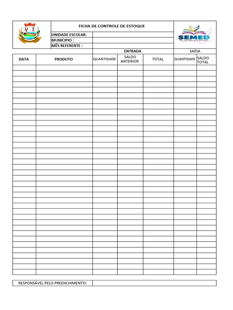 Ficha de Controle de Estoque PNAE 2 | PDF