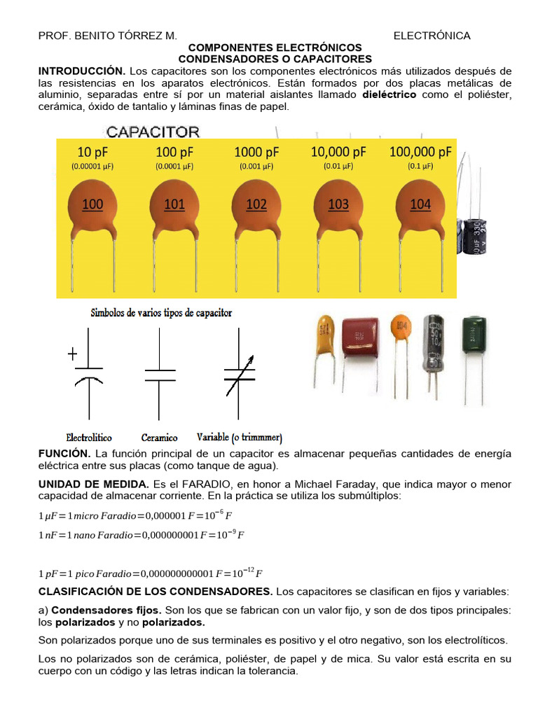 Componentes Electrónicos - Capacitores | PDF | Condensador | Diodo
