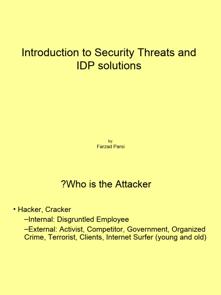 IDP Presentation | PDF | Denial Of Service Attack | Transmission Control Protocol