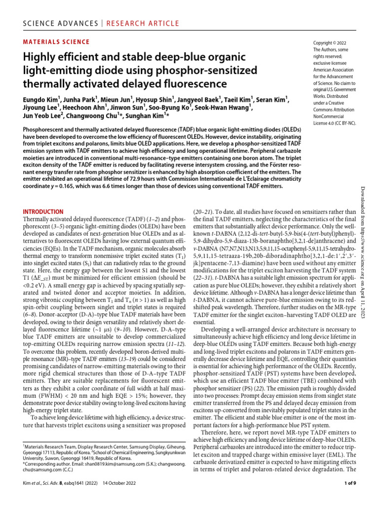 Sciadv Abq1641 | PDF | Oled | Quantum Mechanics