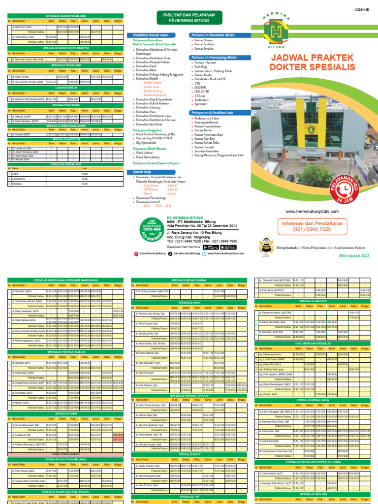 Jadwal Dokter RS Hermina Bitung 2023 | PDF
