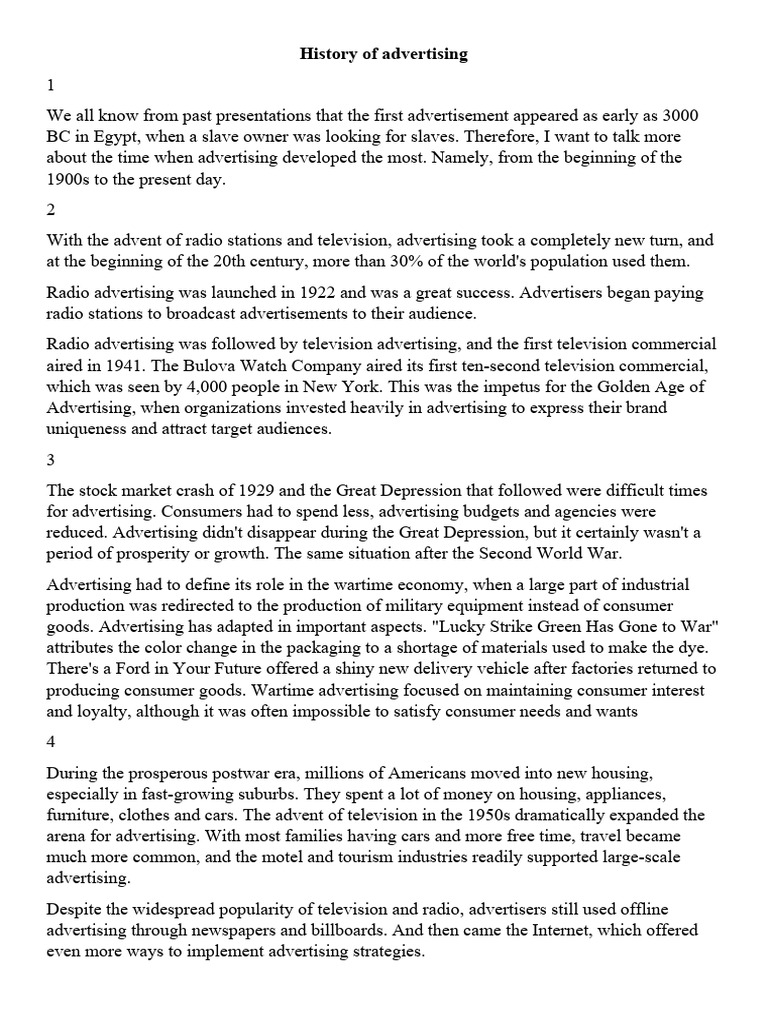 History of Advertising | PDF | Advertising | Internet