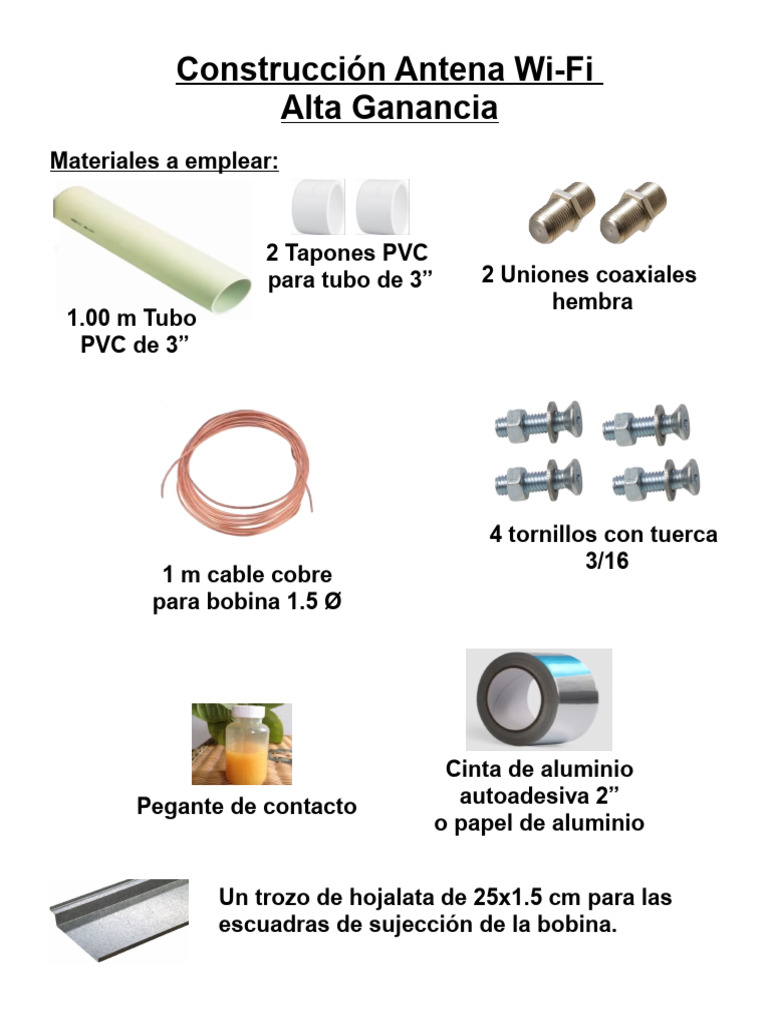 Cómo Construir una Antena Wi-Fi de Alta Ganancia | PDF | Cable coaxial ...
