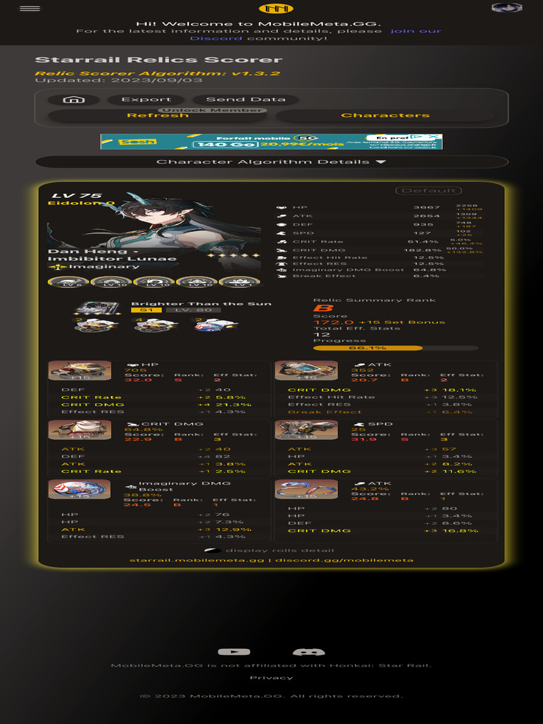 Honkai Star Rail Relics Scorer Starrail - Mobilemeta.gg | PDF