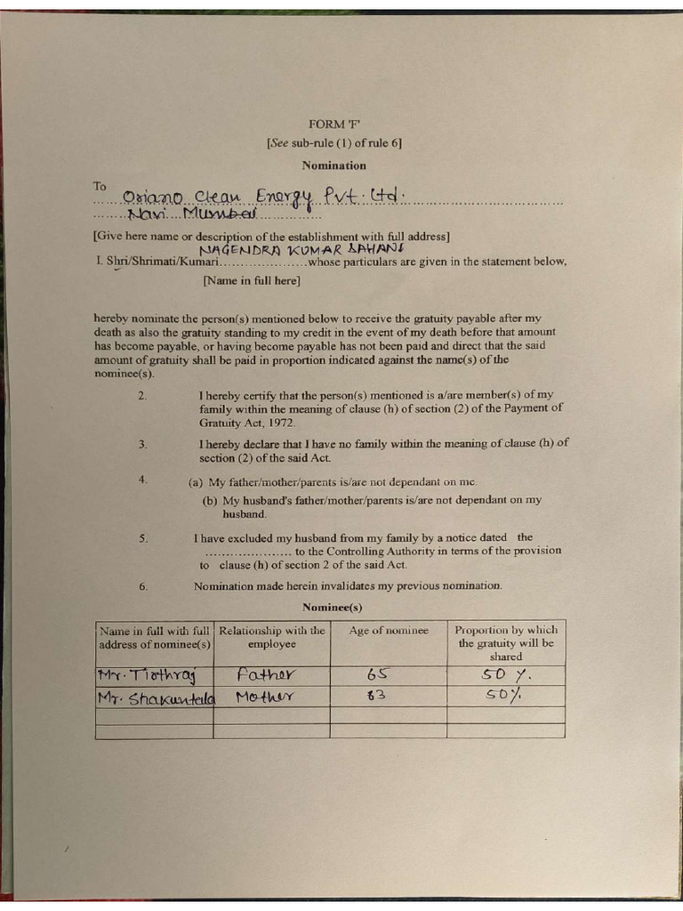 Gratuity Form | PDF