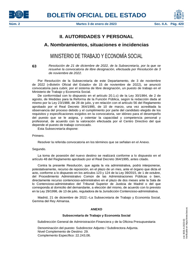 Boe A 2023 63 | PDF | Gobernancia | Justicia