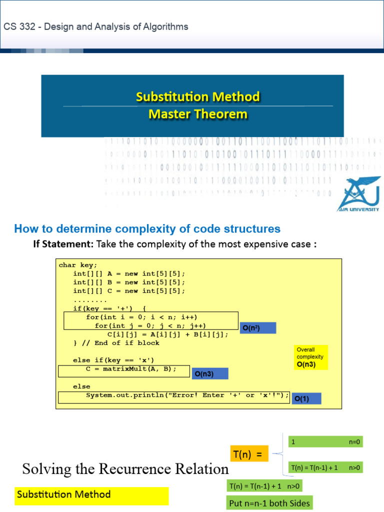 Substitution Method And Master Theorem Pdf Discrete Mathematics Computer Programming 5437