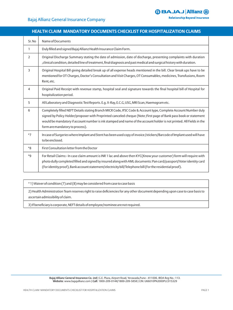 Bajaj Claim Form | PDF | Cheque | Payments