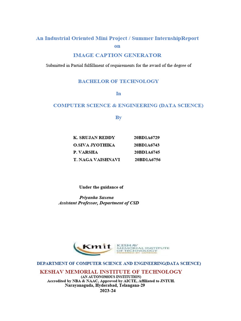 Image Caption Generator Project Report | PDF | Unified Modeling ...