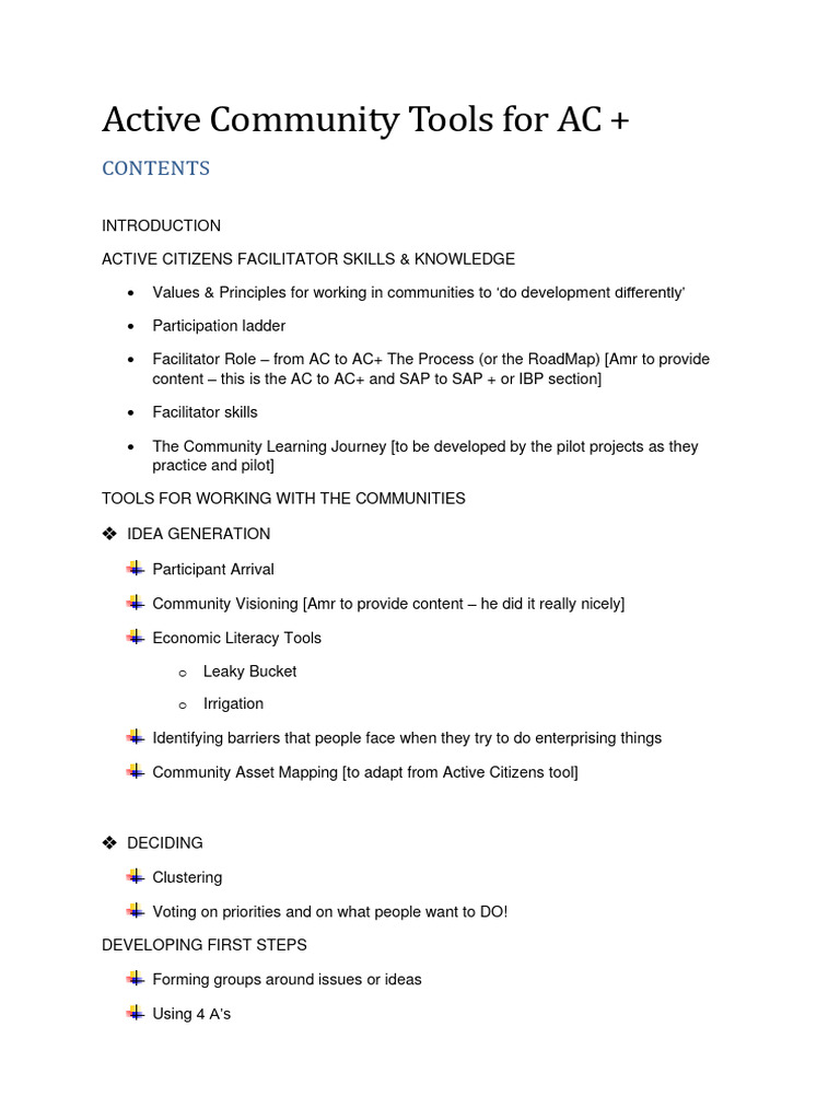 Active Communities Tools For Active Citizens | PDF | Experience | Community