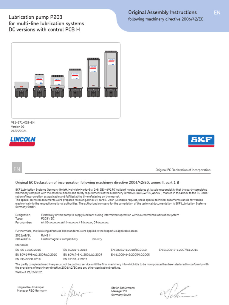 Lubrication Pump P203 | PDF | Electrical Connector | Litre