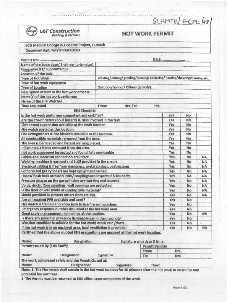 Hot work Permit | PDF