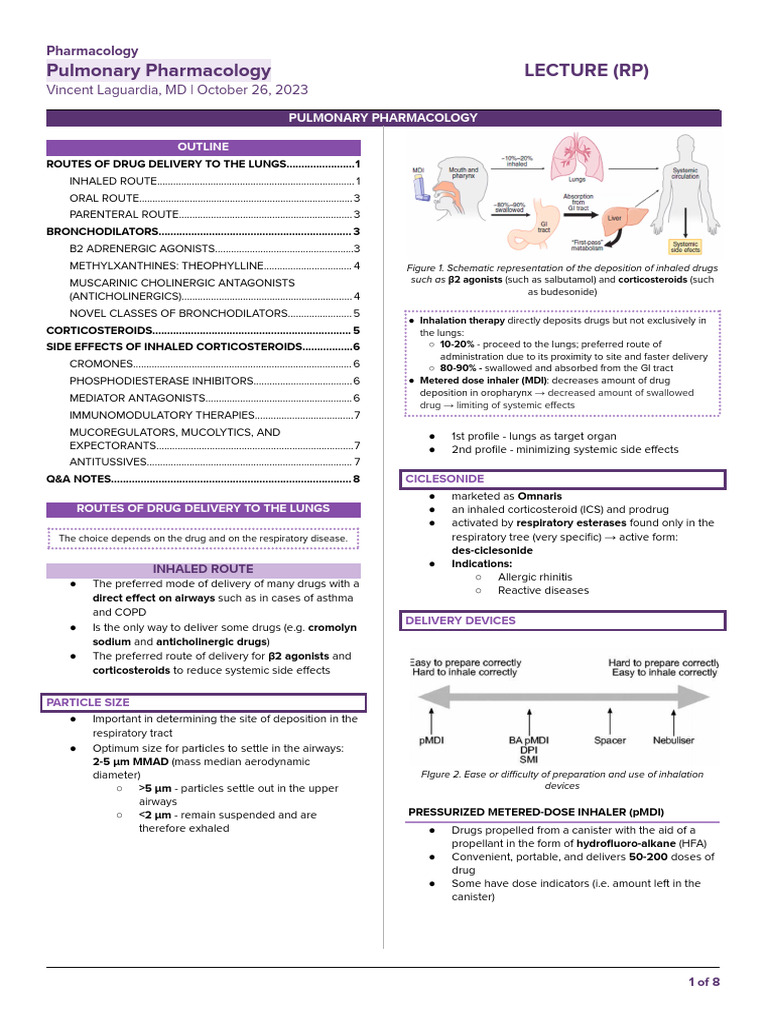Pulmonary Pharmacology | PDF | Asthma | Chronic Obstructive Pulmonary ...