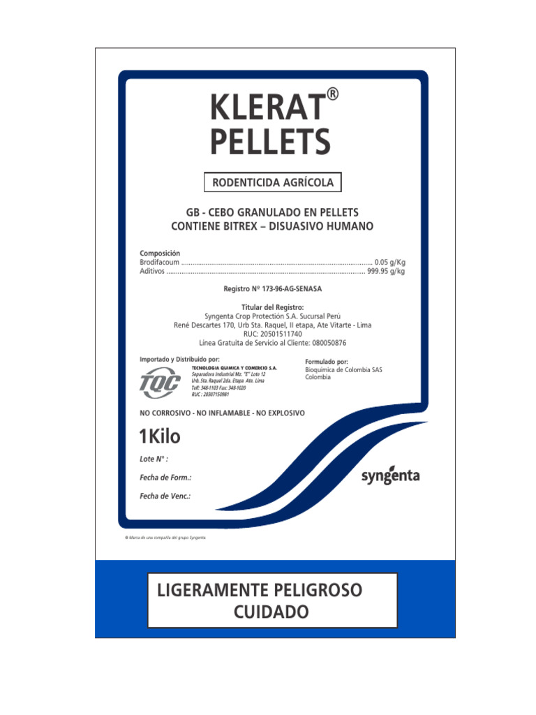 AMPLIAC DE FORMULAD.-Klerat Pellets-1 Kg. | PDF | Agua