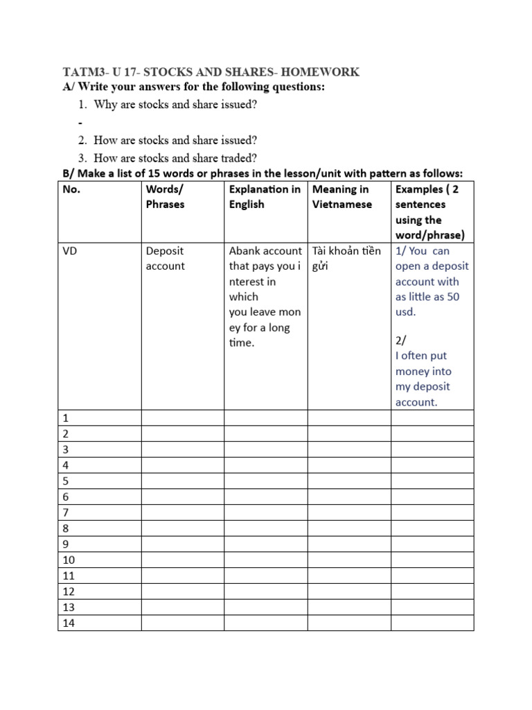 TATM3-U17-stocks and share-HOMEWORK | PDF