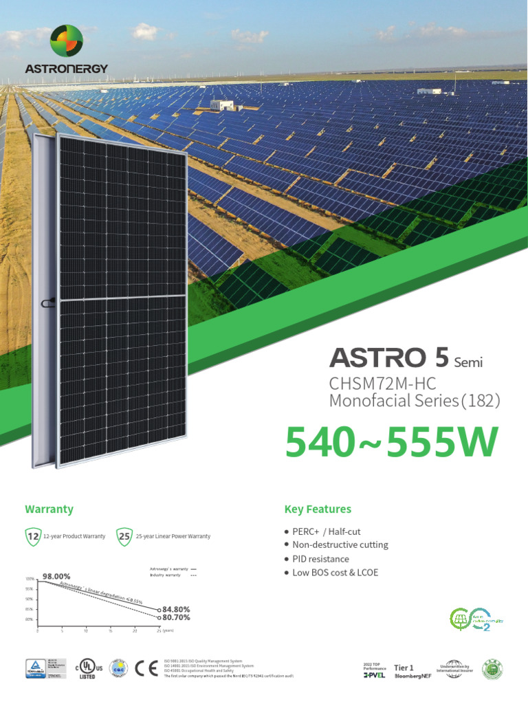ASTRO 5 540 - 555W 182 72 Monofacial Module | PDF | Electrical ...