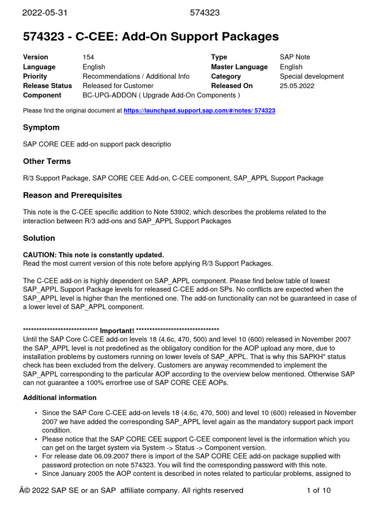 SAP Note 574323 | PDF | Computing | Computer Science SAP Note 574323 | PDF | Computing | Computer Science