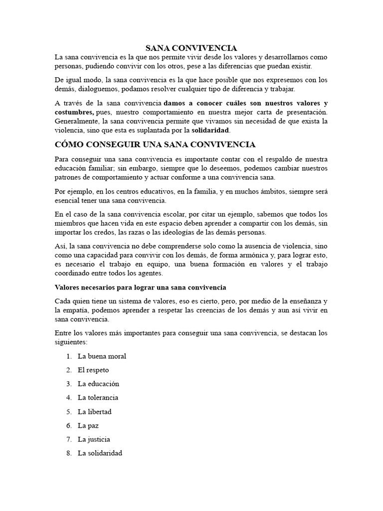 Sana Convivencia | PDF | Aprendizaje