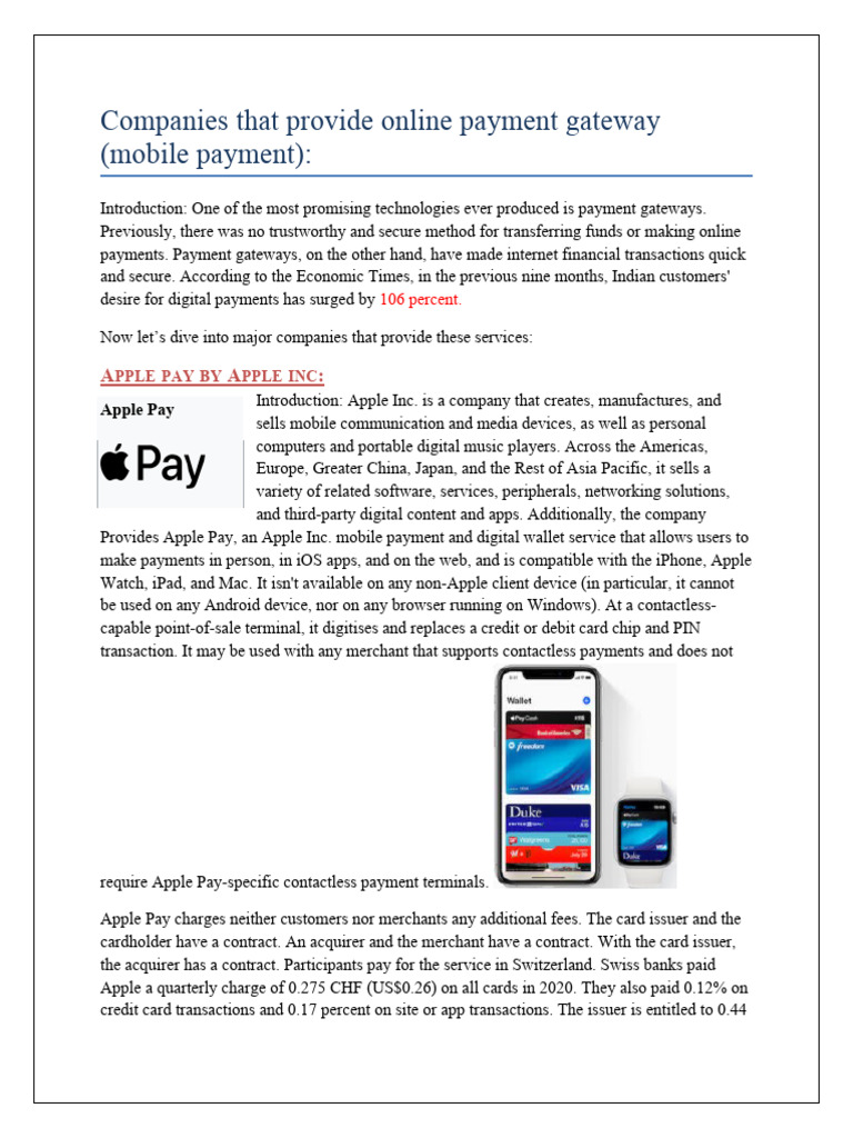 Companies That Provide Online Payment Gateway | PDF | Apple Pay | Service Industries