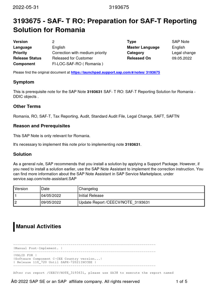 SAF-T RO: Preparation For SAF-T Reporting Solution For Romania ...