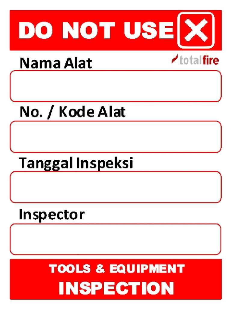 Do Not Use Tools & Inspection (4 CM X 5 CM) | PDF