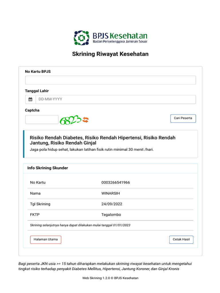 Web Skrining BPJS Kesehatan | PDF