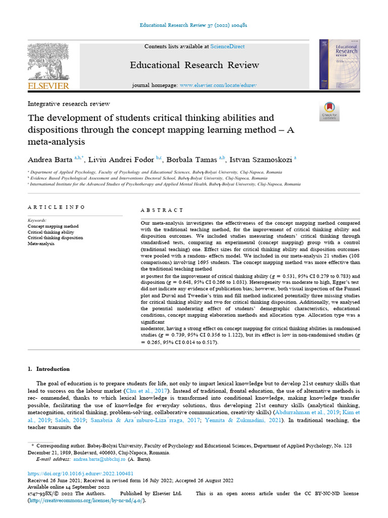 The Development of Students Critical Thinking Abilities and | PDF | Critical Thinking ...