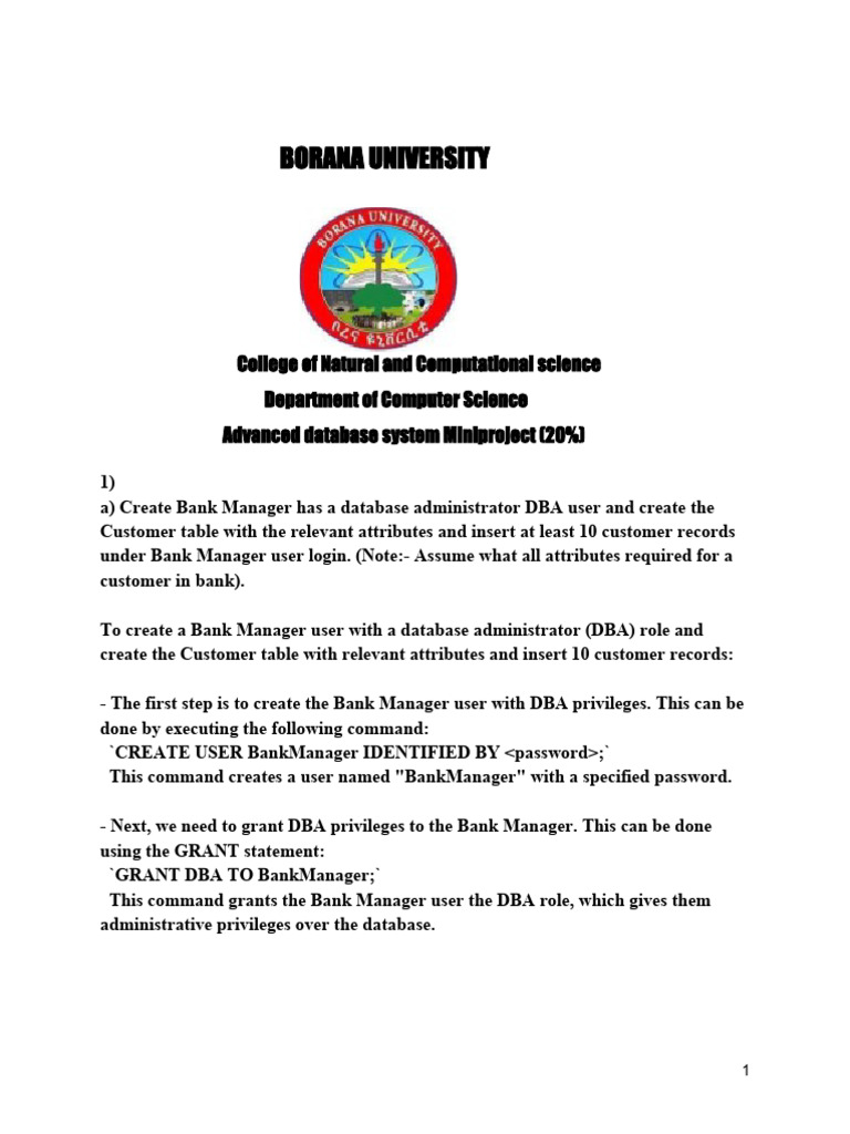 Database Project For Group One | PDF | Databases | User (Computing)