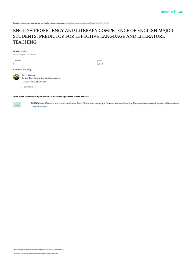 GE 121 JJ22 Darrel M. Ocampo | PDF | Reading Comprehension | English Language